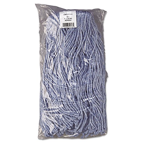 Boardwalk 2024B Mop Head, Standard Head, Cotton/Synthetic Fiber, Cut-End, 24, Blue, 12/Carton