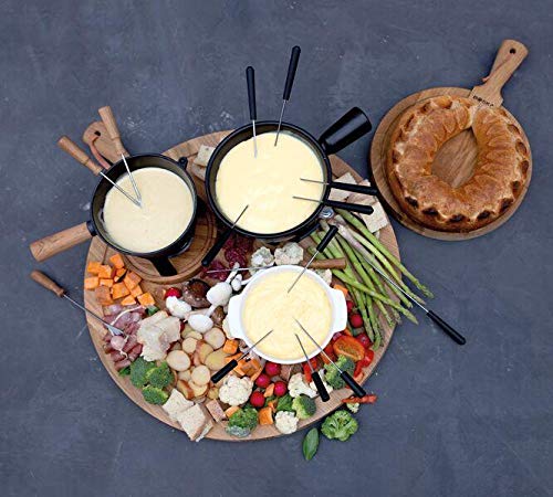 Boska Cheese Fondue Party Set - Fondue Pot Set Microwave Safe Ceramic Hot Pot Chocolate Fountain Snack - Wedding Registry Items Small Kitchen Appliances for up to 4 Persons
