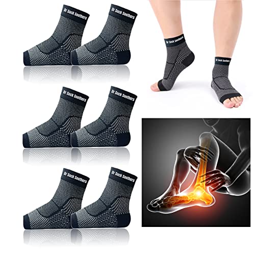 Dr Sock Soothers™, 3Pairs Dr Sock Soothers for Women, Dr Sock Soothers for Men, Plantar Fasciitis Socks,Including Relief of Plantar Fasciitis, Arch Pain, and Heel Pain. Helps Stabilize Feet and Prevent Injuries.(Small)