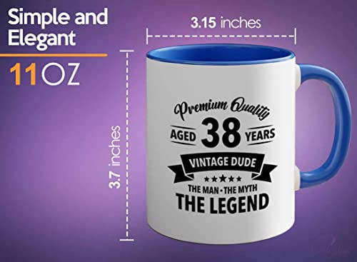 Bubble Hugs 38 Birthday 2Tone Blue Mug 11oz - aged 38 years vintage dude - Turning 38 38th Birthday Born in 1985 Dirty Thirty Gifts Work Bestie