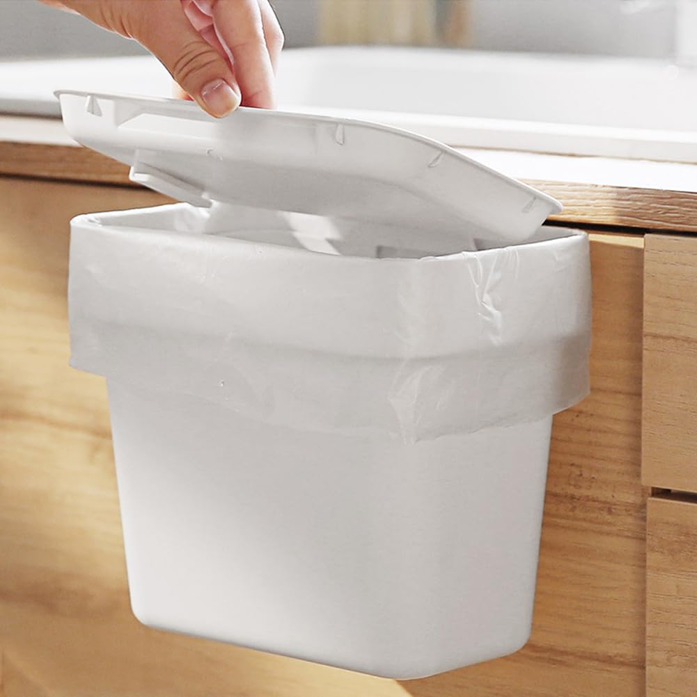 kaileyouxiangongsi 0.8 Gallon Hanging Small Trash Can with Lid for Cupboard/Bathroom/Bedroom/Office/Camping,Grey