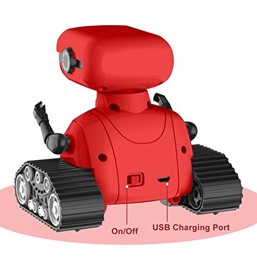 BOMPOW Robot Toy, Remote Control Robot Toys with LED Eyes & Flexible Arms, Walking & Dancing Kids Robot Toys for Children Age 3+ Years Old, Dance & Sounds Educational Toys Gift (Red)