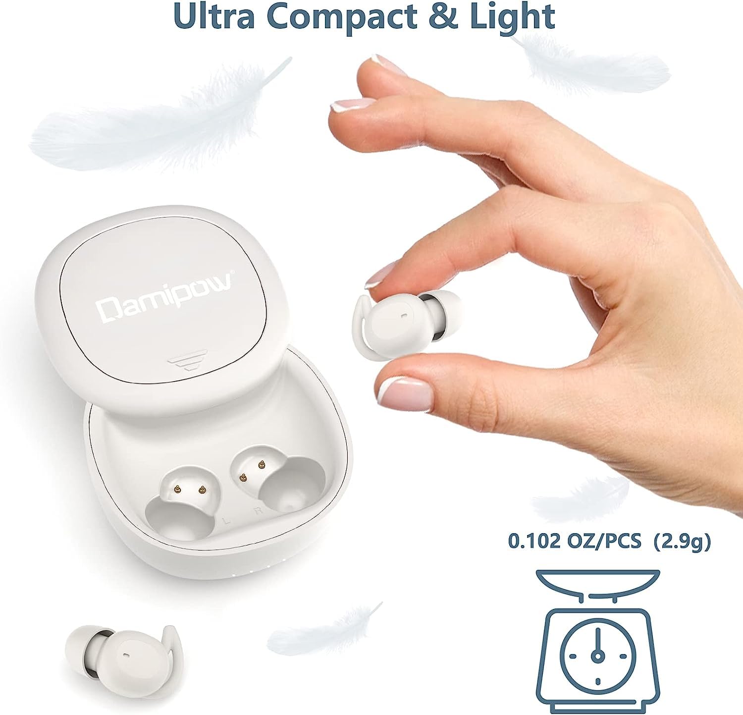 Bluetooth Sleep Earbuds, Noise Blocking Small Buds for Sleeping, Wireless Sleep Headphone Comfortable Fit, Invisible and Skin-Soft in-Ear Designed for Side Sleepers, Insomnia, Snoring, Work, Leisure