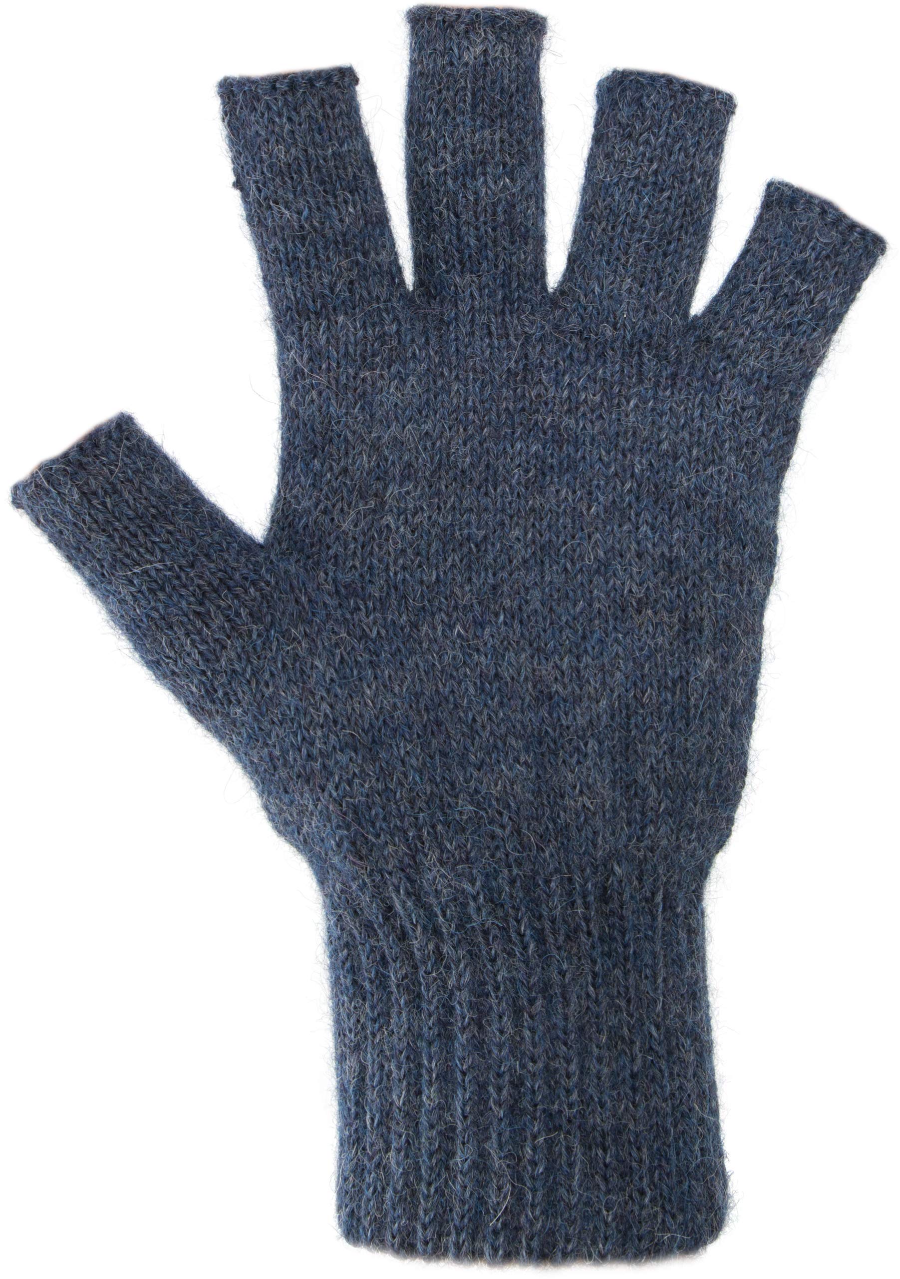 AndeanSun Darn Warm Alpaca Fingerless Gloves 2023 Updated US Sizing-Perfect Fit (Steel Blue Heather - 90% Alpaca, Large)