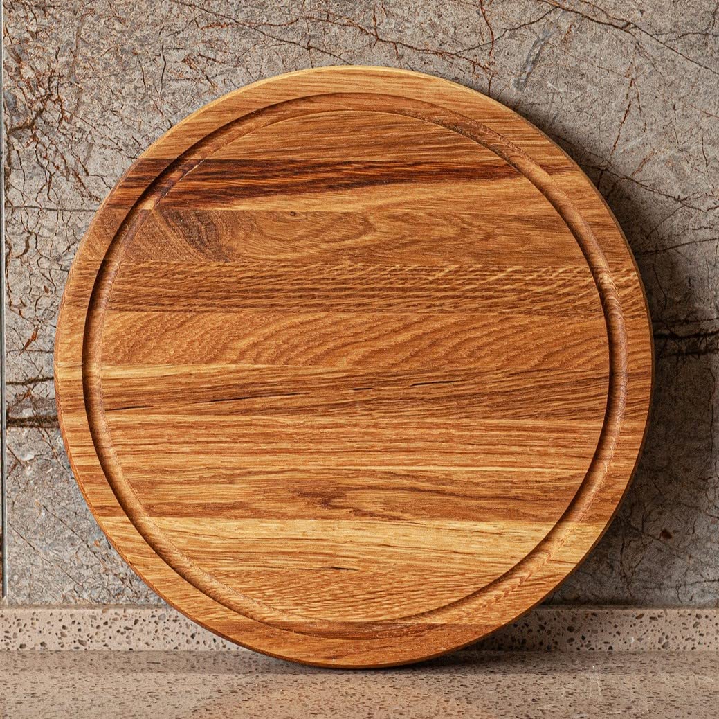 BIOL 10ββ Wooden Hardwood Circle Cutting Board Oak with Juice Groove for Kitchen - BBQ Chinese Turkey Lipped Charcuterie Round Chopping Board for Kitchen with Lip