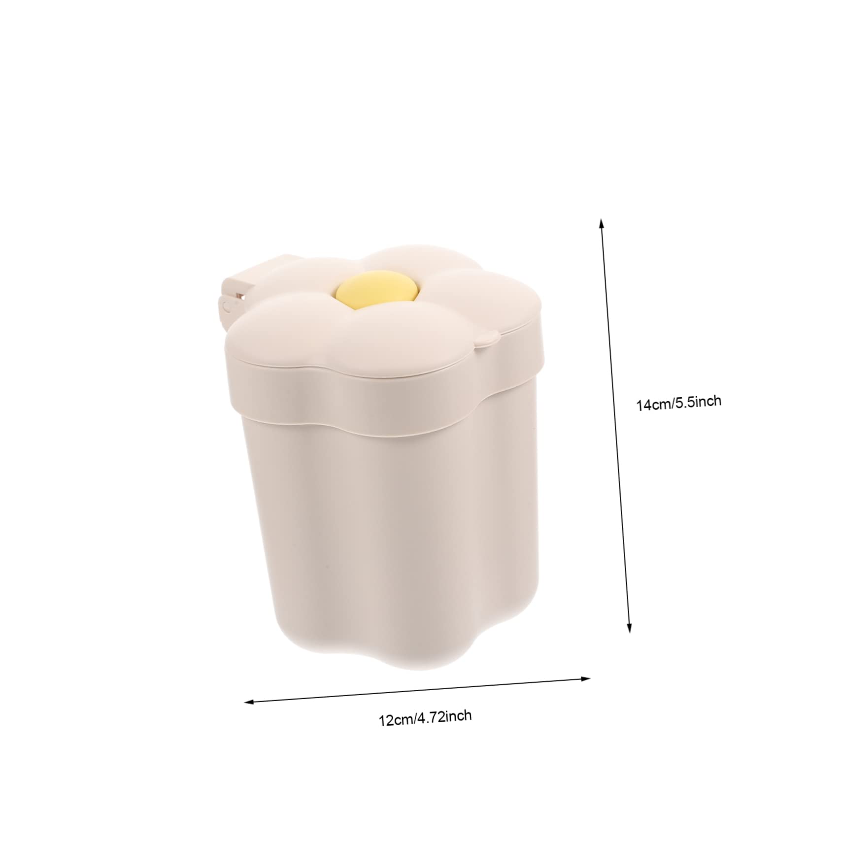 Ciieeo Mini Desktop Trash Can Flower Shaped Desktop Garbage Bin Cute Countertop Trash Can Kawaii Waste Bin Plastic Garbage Bin Tabletop Wastebasket for Office Home White