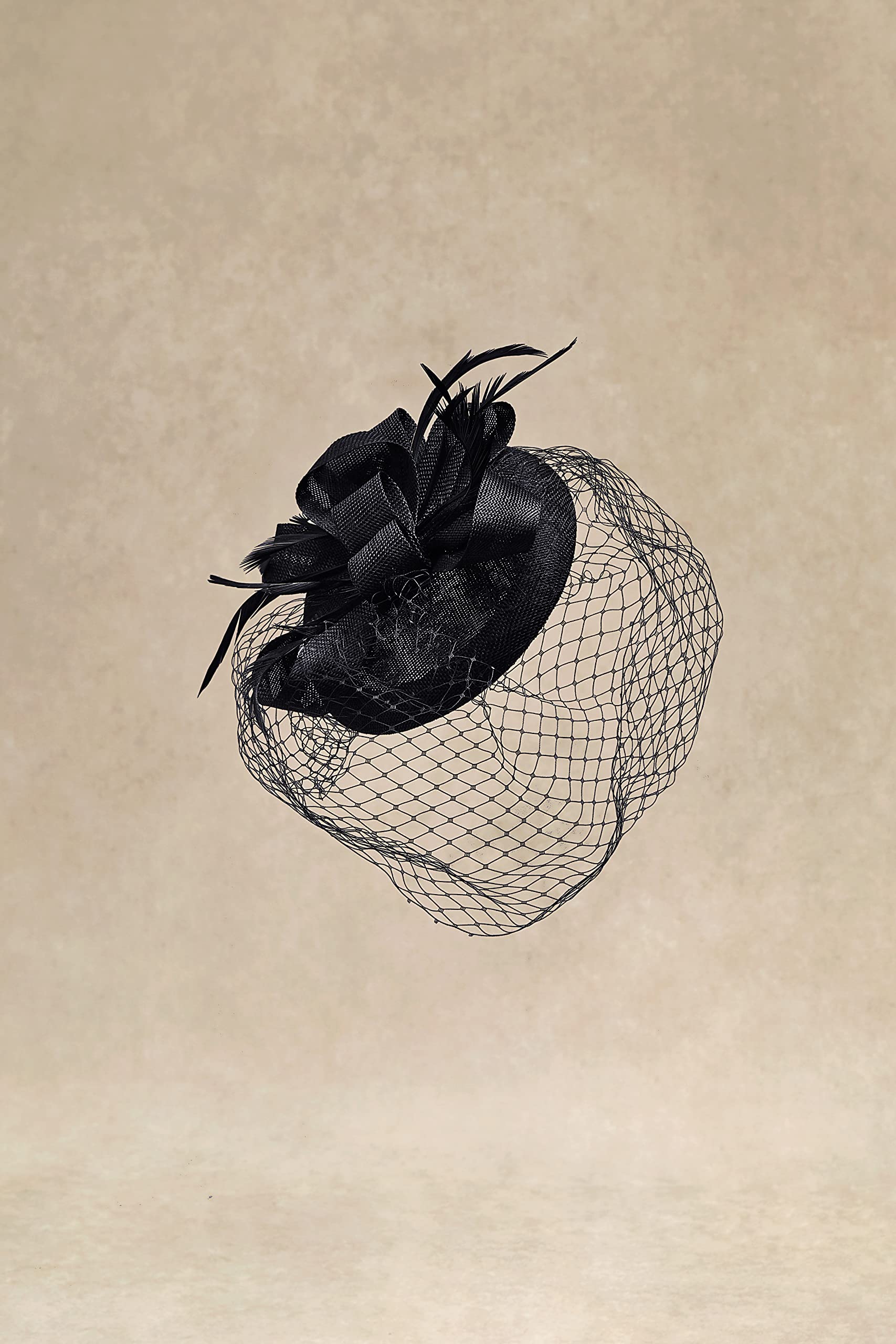 BABEYOND Fascinator Hat Veil Feather Fascinators Hair Clip Tea Party Pillbox Derby Hat Fascinator Bridal Wedding Veil Black