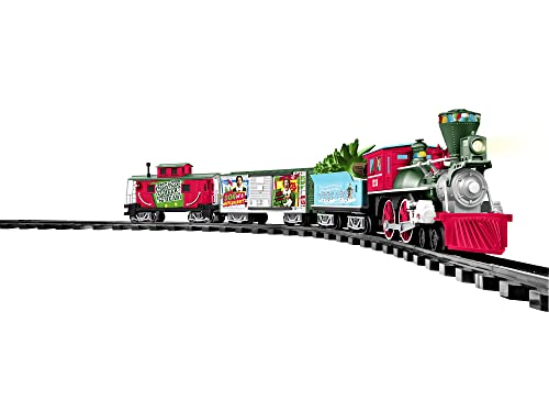 Lionel Battery-Operated Elf Toy Train Set with Locomotive, Train Cars, Track & Remote with Authentic Train Sounds, & Lights for Kids 4+