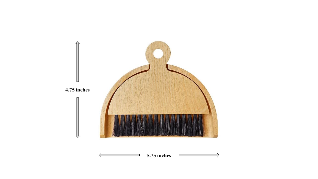 Eco-Friendly Wooden Bamboo Hand Brush and Dustpan Multi-Purpose Set Ideal for WFH Workstation, Home, Kitchen, Dining Table, or as a Gift (Gentle and Long-Lasting Bristles)
