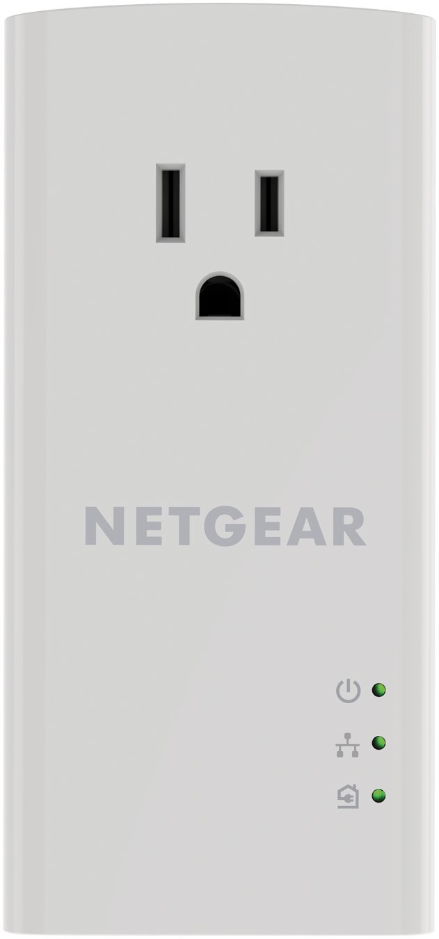 NETGEAR PowerLINE 1000 Mbps, 1 Gigabit Port with Pass-Through, Extra Outlet (PLP1000-100PAS)