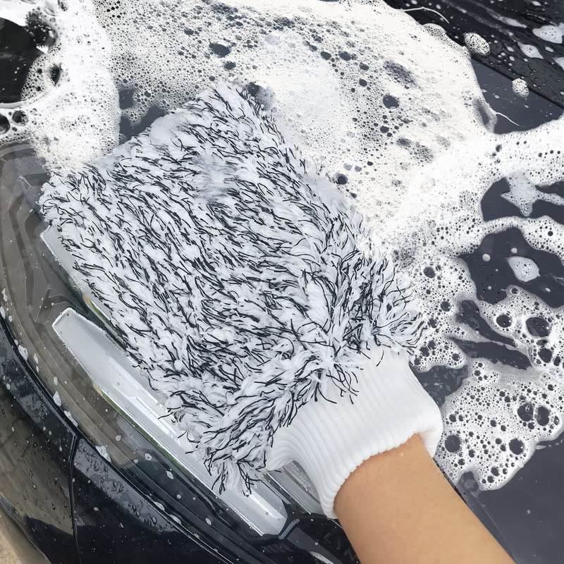 easy-you 2 Pack Microfiber Car Wash Mitt,Professional Car Wash Equipment,Double Sided Car Cleaning Gloves,Effective Washing, Machine Washable, Lint Free, Scratch Free