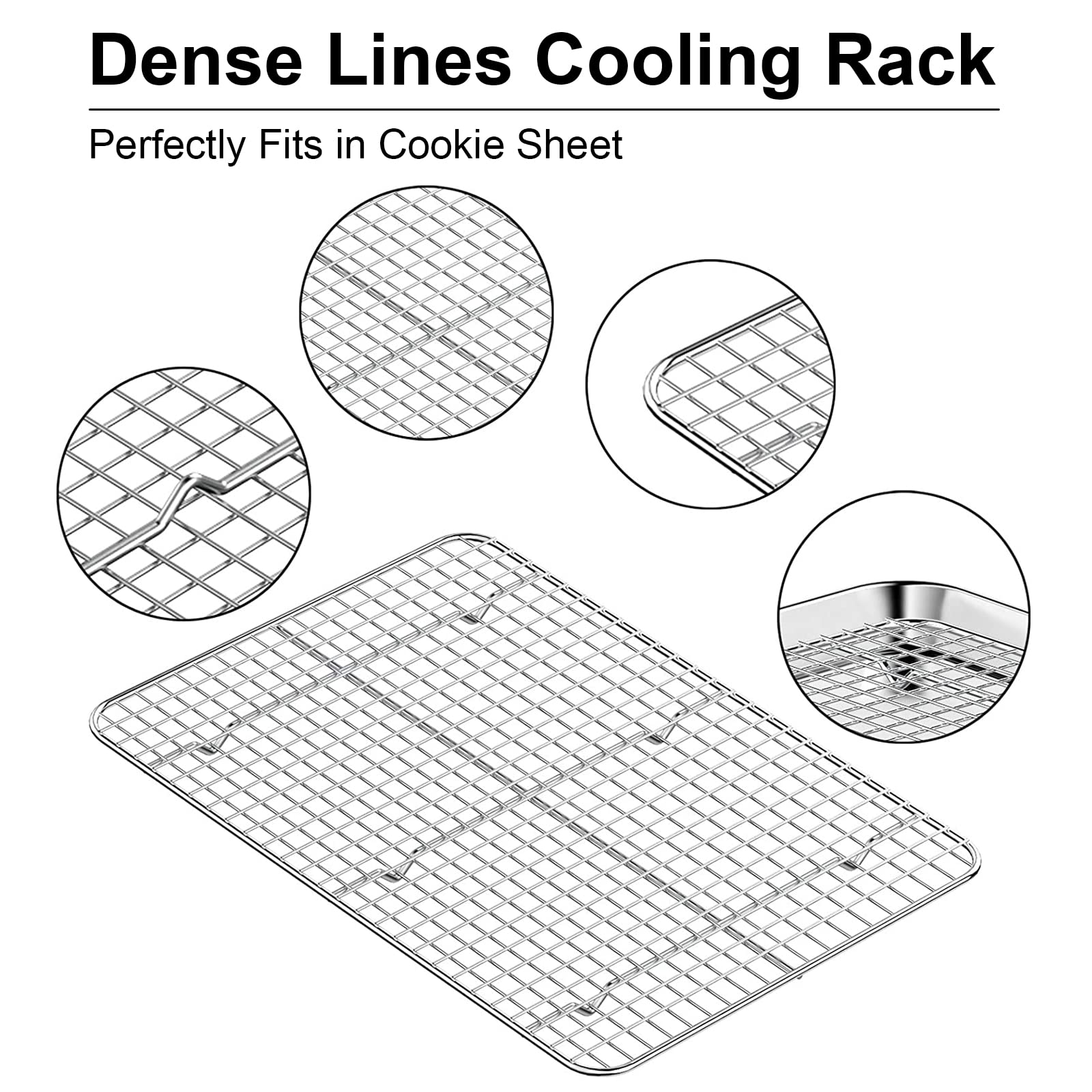 Baking Half Sheet with Rack Set (2 Pans + 2 Racks), Size 16 x 12 x 1 Inches, AIKWI Stainless Steel Cookie Pan with Cooling Rack for Oven, Nonstick Bakeware, Easy Clean & Heavy Duty