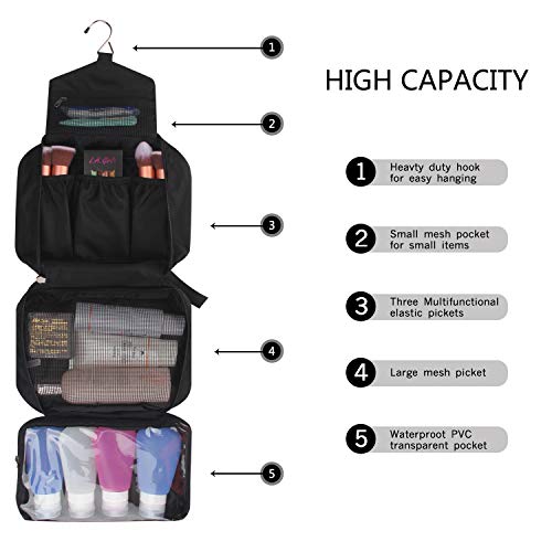 Relavel Cosmetic Pouch Toiletry Bags Travel Business Handbag Waterproof Compact Hanging Personal Care Hygiene Purse (Blue)
