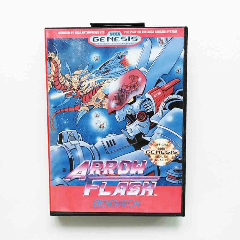 Arrow Flash Game Cartridge 16 Bit MD Game Card With Retail Box For Sega Mega Drive For Genesis (Black)