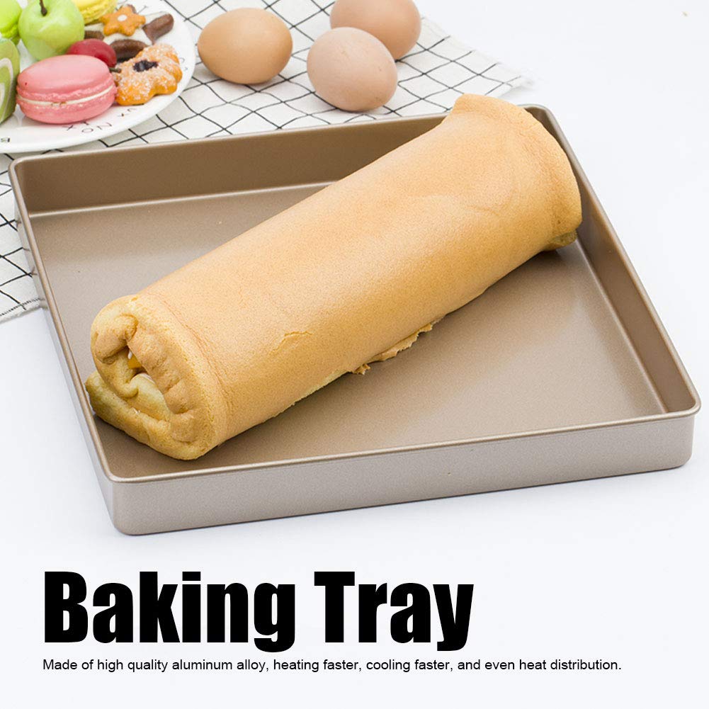Baking Pan 28x28x3cm Gold Aluminum Alloy Square Shape Non Stick Baking Tray Bread Pizza Tray Cookie Sheet Baking Tool