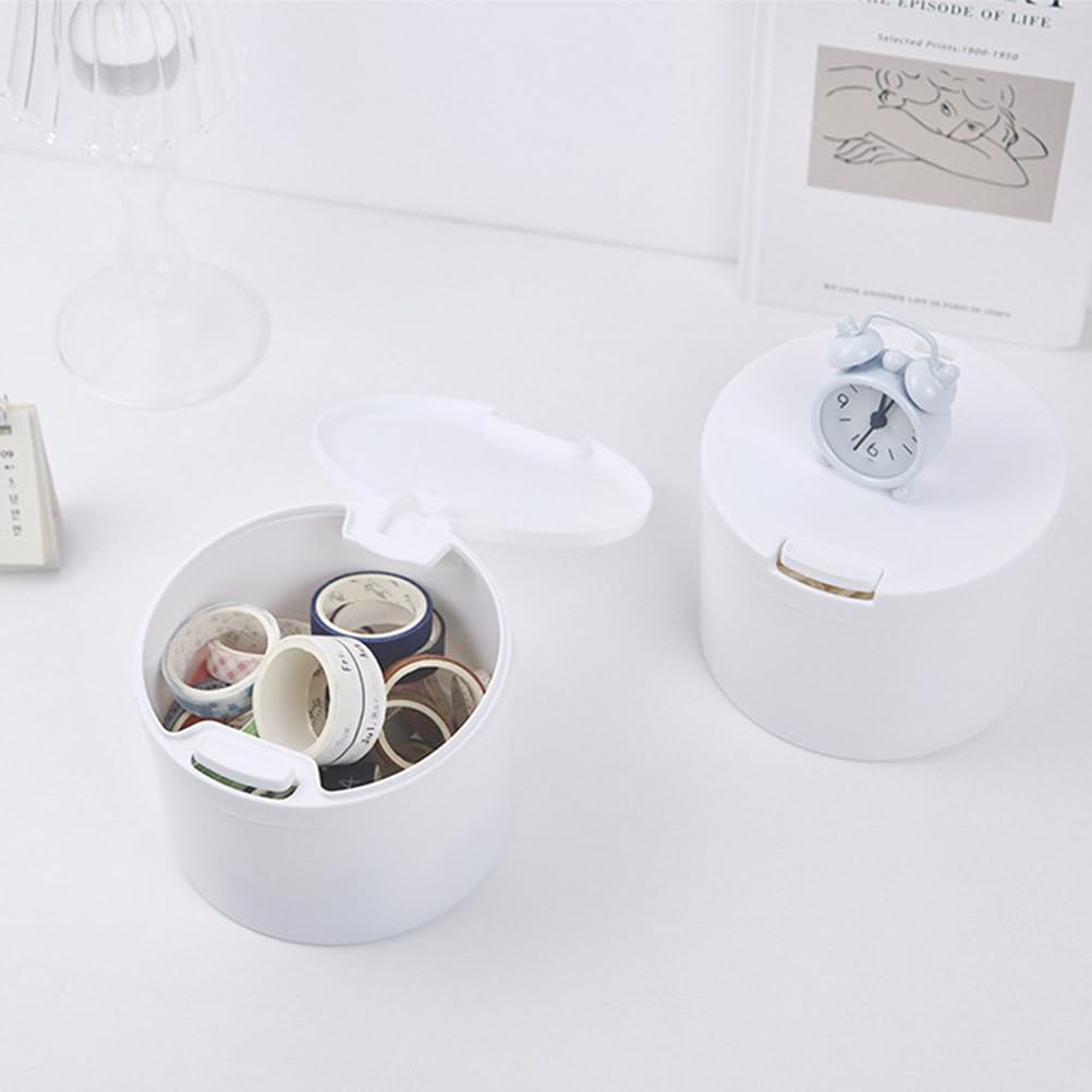 minkissy 3pcs Clamshell Cotton Swab Storage Box PP Cotton Swab Holder Cotton Round Dispenser Cotton Swab Containers for Bathroom Home Storage
