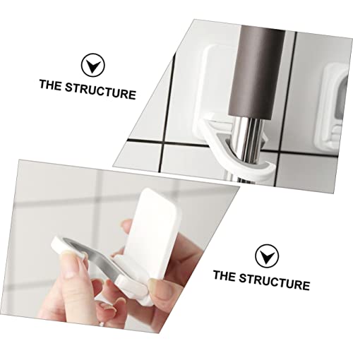 CIYODO 3pcs Bathroom Punch-Free Hanger Clips Mount Storage Shape Broom Racks Traceless Hook Garden Holds Slip Grippers White C- Organizer Anti- Wall Self Multifunctional Drilling
