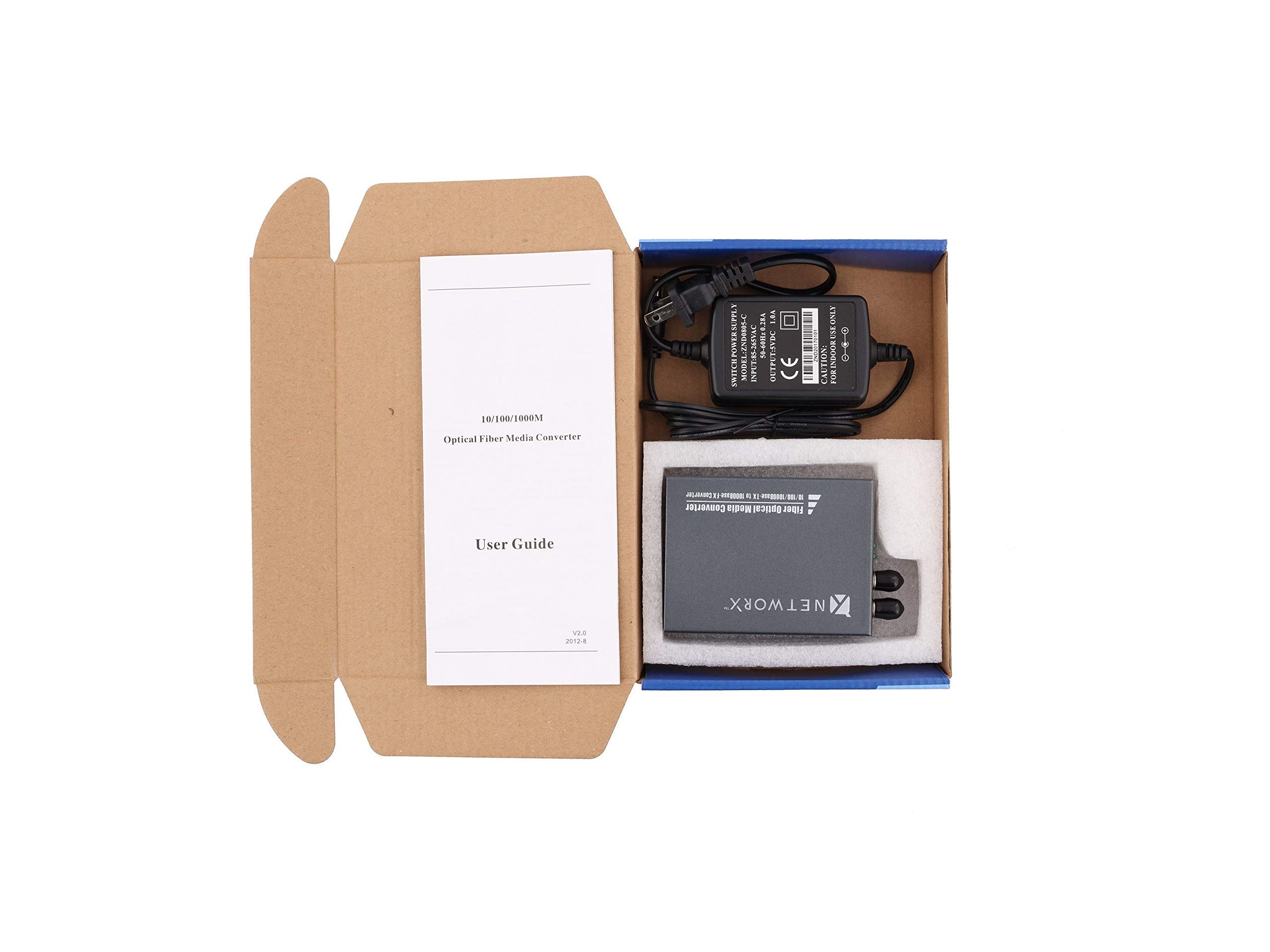 Networx® Gigabit Ethernet Fiber Media Converter - UTP to 1000Base-LX - ST Singlemode, ...