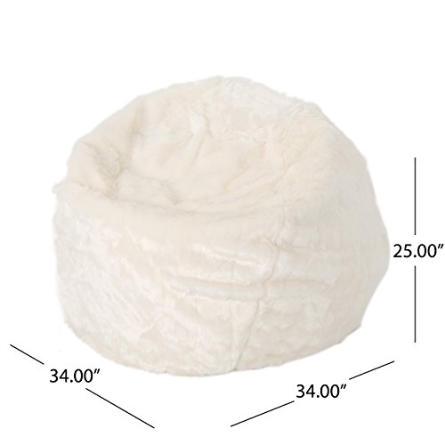 Christopher Knight Home Laraine Furry Glam White Faux Fur 3 Ft. Bean Bag, Small