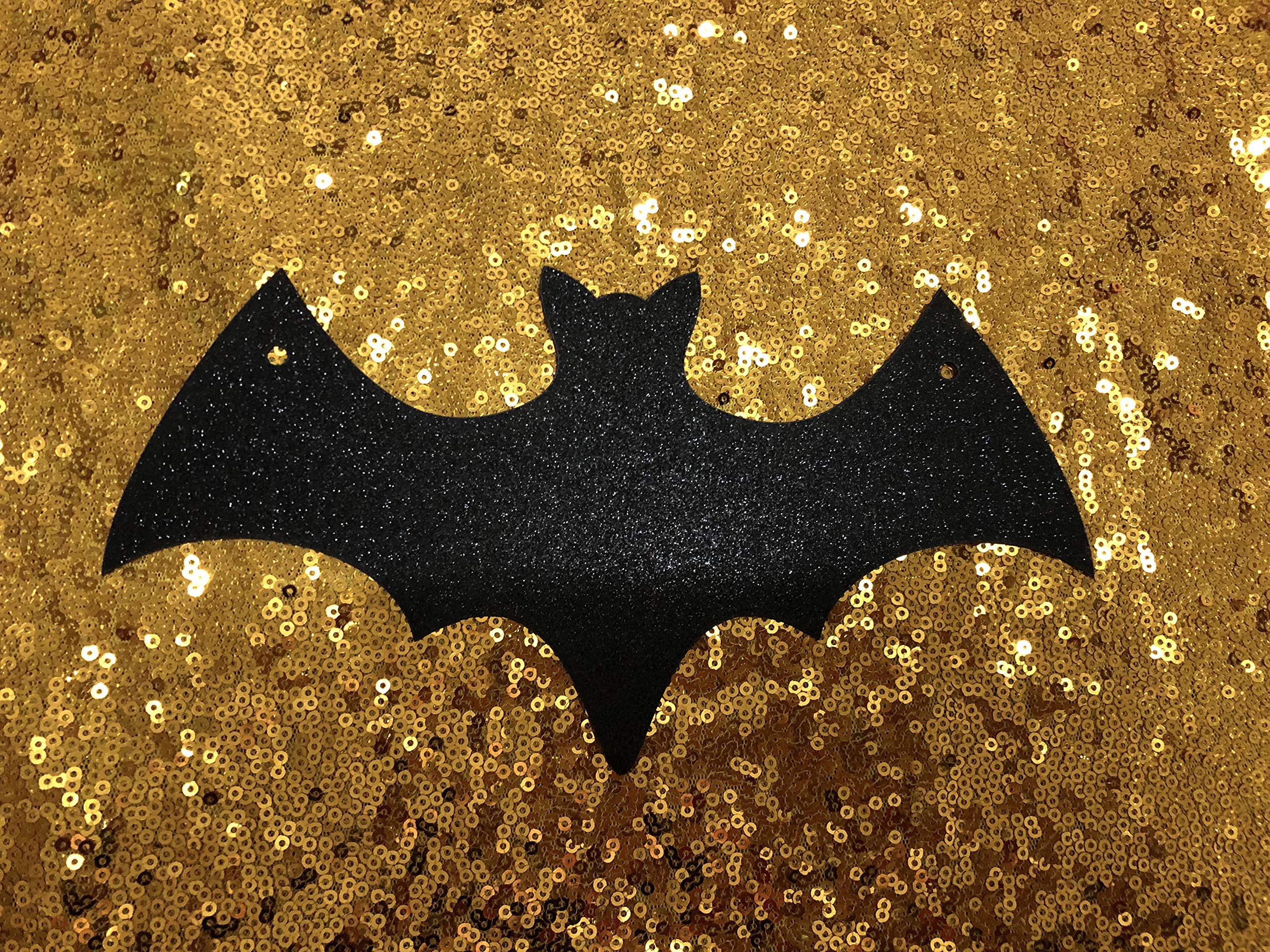 Black Glitter Bat Garland Halloween Bats Garland Banner, Bat Halloween Banner Bat Halloween Decorations for Halloween Home Mantle Haunted Mansion Decorations