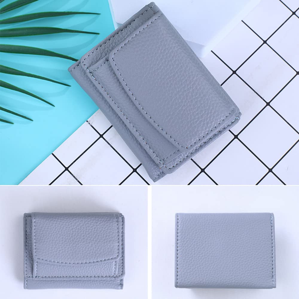 ARSHUN 2023 New Genuine Leather RFID Blocking Card Holder Organizer Pocket Mini Wallet, Foldable Slim Compact Wallet. (Blue)