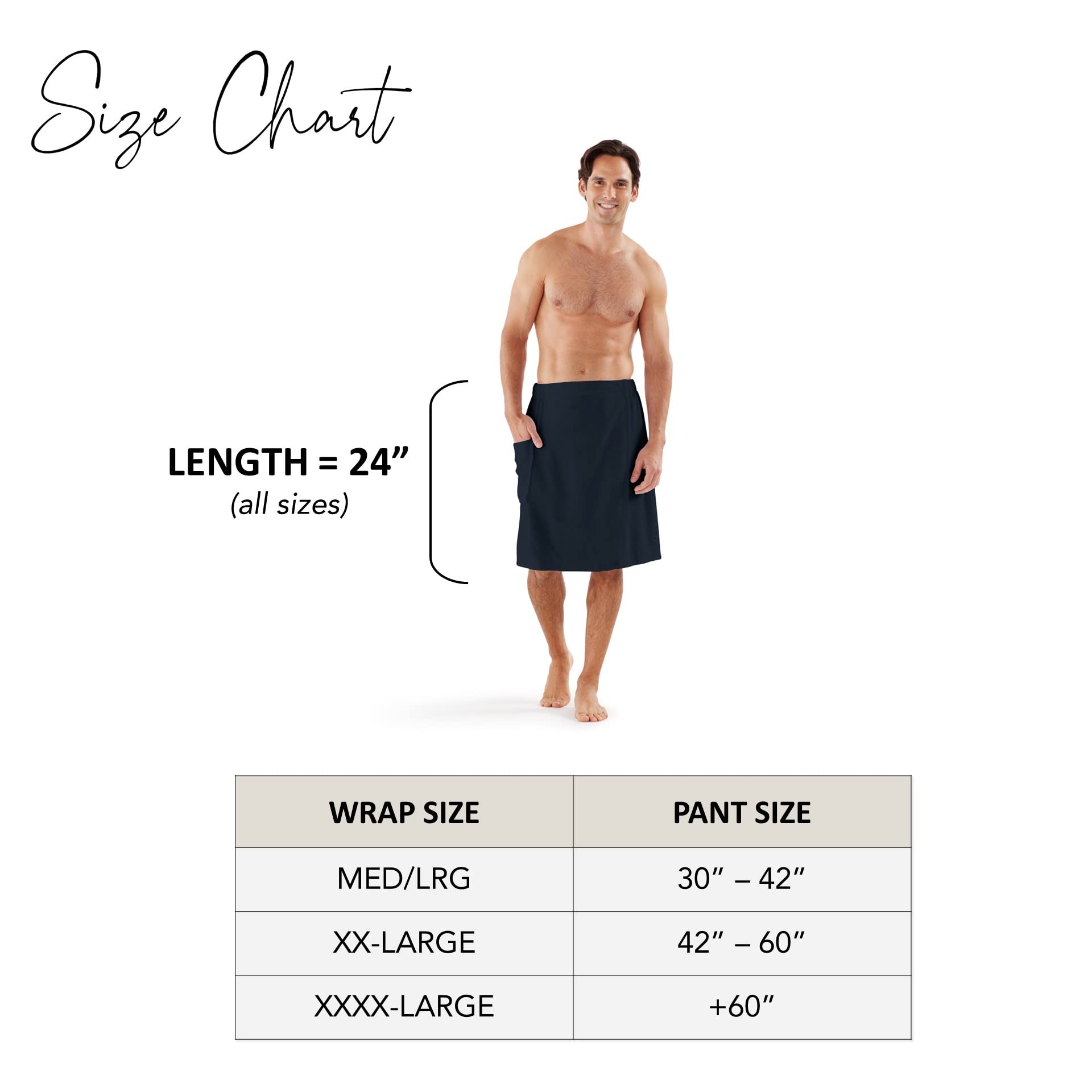 Boca Terry Men's Towel Wrap, Cotton Mens Bath Wrap, Mens Towel Wrap After Shower, Spa Wrap for Sauna and Gym. 2XL - Navy
