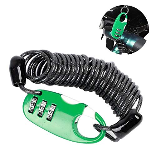 Bicycle Lock Bicycle Lock Anti-Theft Mini Helmet Lock Motorcycle Cycling Scooter Combination Password Safety Cable Lock-White Lock Bike Lock (Color : White) (Color : Green Lock)