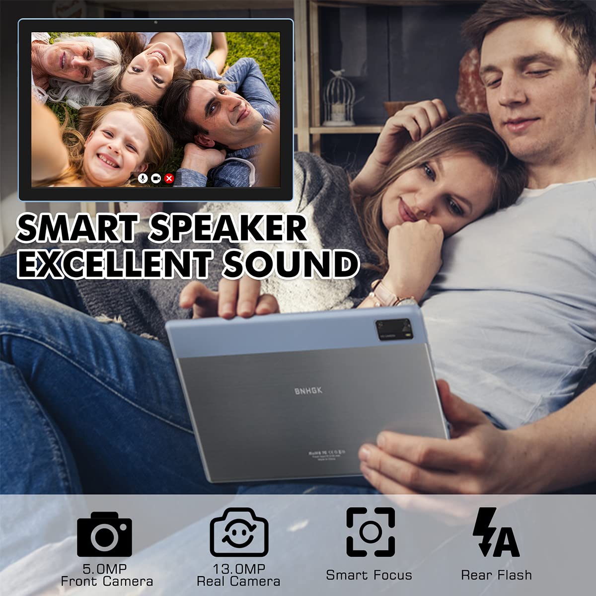 BNHGK 10.1 inch Tablet 6GB RAM +128GB ROM, Android Tablet with Keyboard Octa-Core/Dual Sim Card Slot/13MP Camera/Battery 8000mah/ GPS, Google Certified Tablet PC (Wi-Fi)