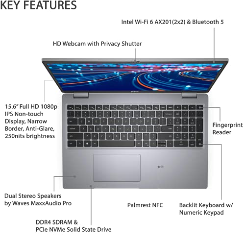Dell 2021 Newest Business Laptop Latitude 5520, 15.6" FHD IPS Backlit Display, i7-1185G7 vPro, 64GB RAM, 4TB SSD, Webcam, Backlit Keyboard, Fingerprint Reader, WiFi 6, Thunderbolt, NFC, Win 10 Pro