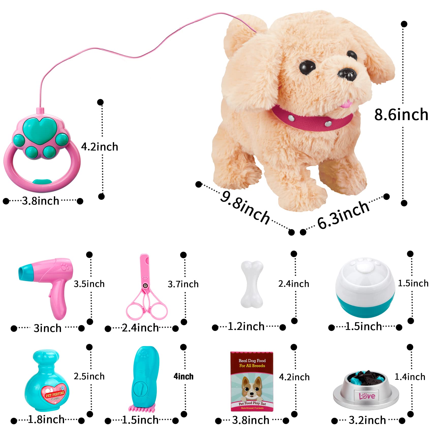 Koonie Talking Plush Golden Retriever Toy Repeats What You Say, Barks and Walks - Electronic Interactive Stuffed Puppy for Kids