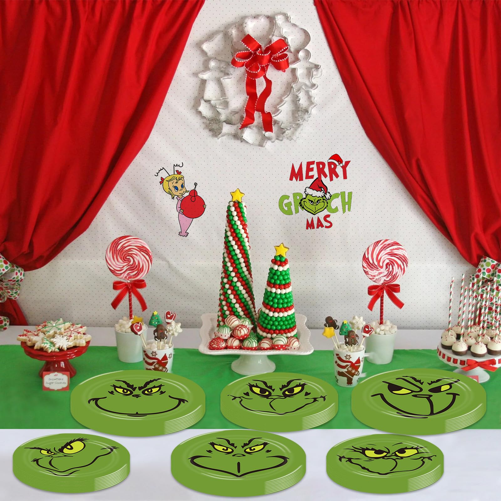 Yizeda 60pcs Christmas Party Plates Christmas Party Supplies Christmas Baby Shower Decor(30pcs 7inch,30pcs 9inch)