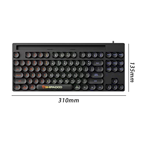 balikha Durable Gaming Keyboard Clear Characters with A Storage Slot for Office Worker PC, Black