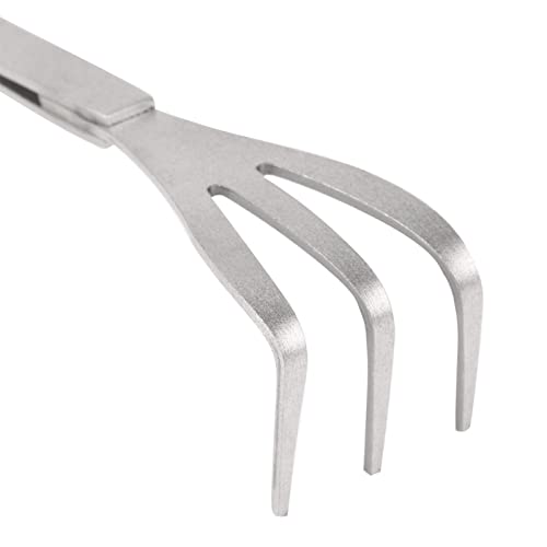 Bonsai Rake,9.8in 2-in-1 Stainless Steel Root Rake 3 Prong Root Rake Loosen Soil Bonsai Tools Ergonomic Handle Tweezers for Gardening Plants