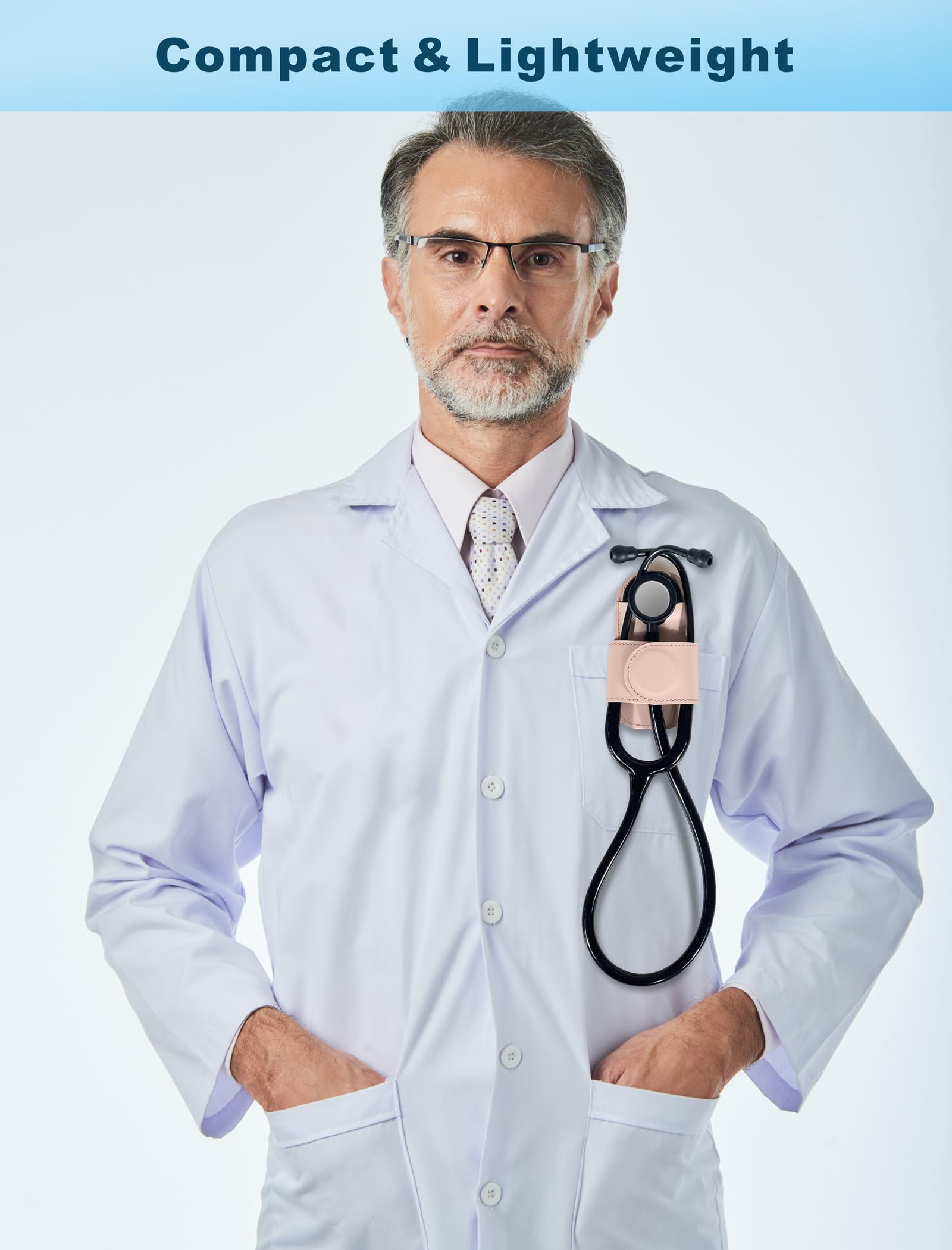 CaseLeather Stethoscope Holder, Genuine Top-Grain Leather | Strong & Durable | Magnetic Closure - Easy Access | for Doctors, Nurses, Adult (Pink)