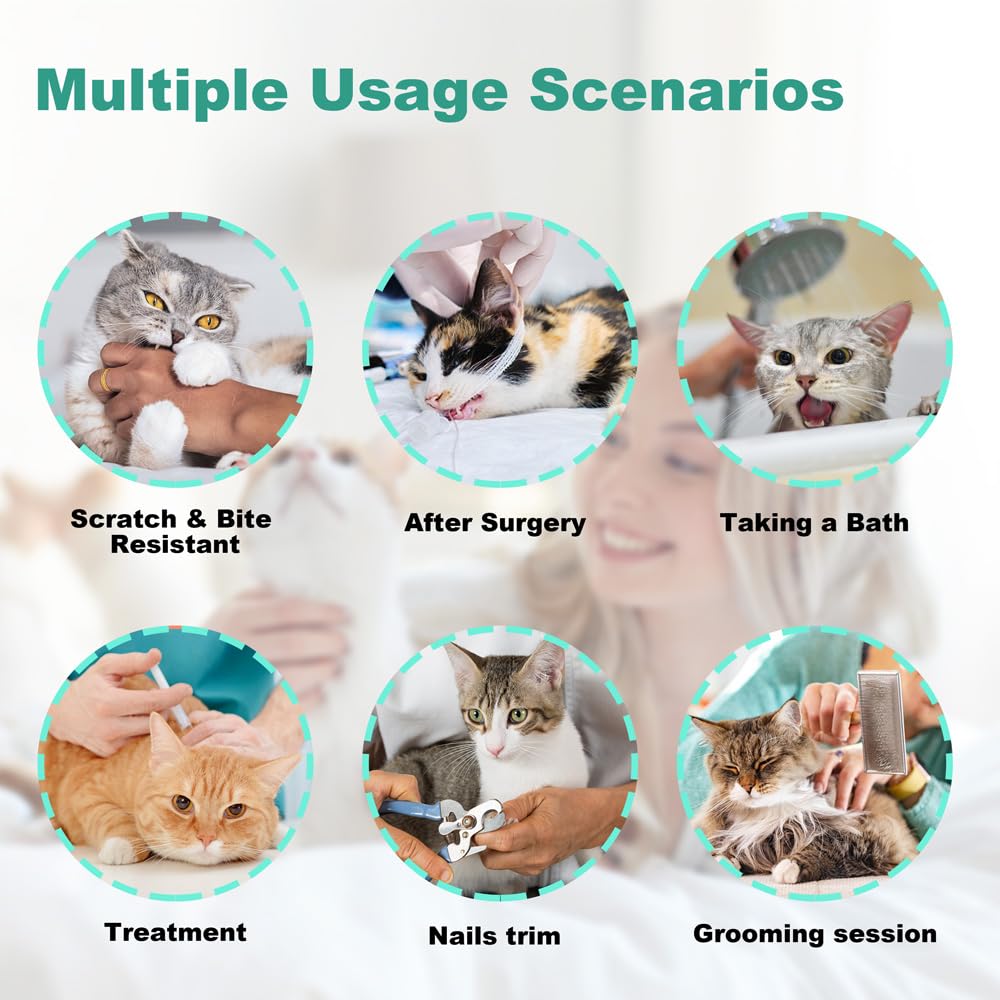 Cat Recovery Cone Collar Cat Cone Adjustable Soft After Surgery| Stop Licking| Daily Use Water Resistant Neck Elizabethan Collar for Cats Kittens Prevent from Licking Wounds, Not Block Vision
