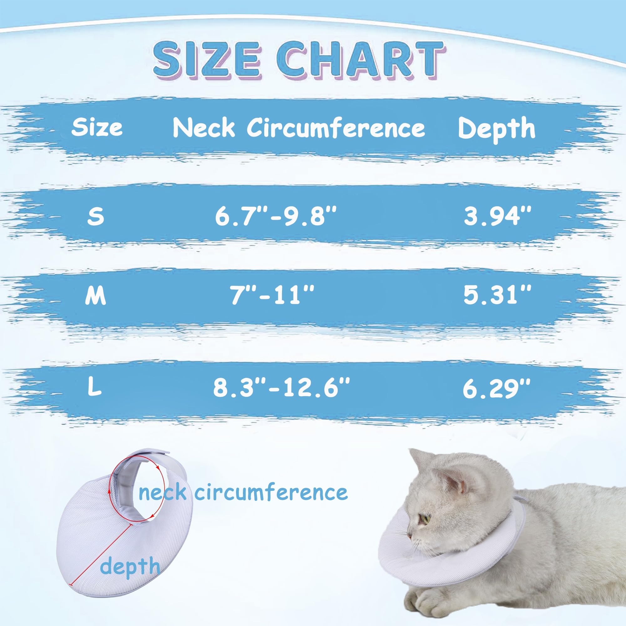 Cat Recovery Collar Soft,Cat Cone Collar Alternative,Neck Cone for Cat After Surgery, Elizabethan Collar for Cat Kitten Puppies (L)