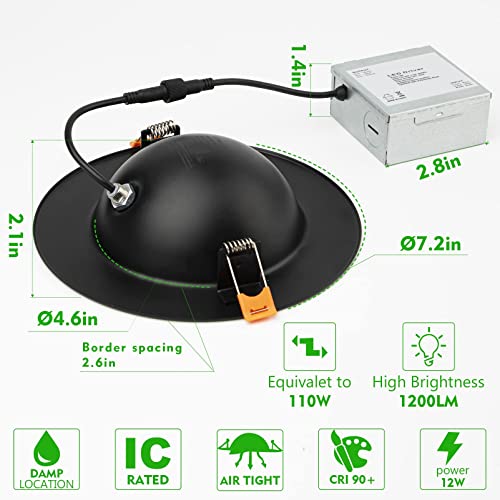 bulbeats 12Pack ๐ ๐ฒ๐๐ฎ๐น 6 Inch Gimbal LED Recessed Lighting, Recessed Lighting 6 inch 12W 1200LM Super Bright Angled Recessed Lighting 3000K/4000K/5000K Directional Downight