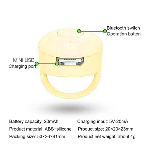 Bluetooth Control Ring for Tiktok,Cell Phone Remote Control Ring,Page Turner Remote Camera Shutter Selfie Fingertip Video Controller for Cell Phone