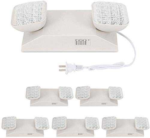 DONSU LED Emergency Lights,Two Head Adjustable Emergency Lighting Fixtures with Battery Backup,Commercial Emergency Exit Light Safety Lamp Emergency Exit Sign (6PCS)