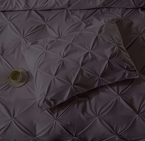 CALIFORNIA BEDDING Pinch Plated/Pintuck Pillow Cover Sham Dark Grey Solid/Plain Set of 2 Luxuries Decorative 800 TC Long-Staple Egyptian Cotton King/Cal-King 20x40 Size, Soft Egyptian Cotton