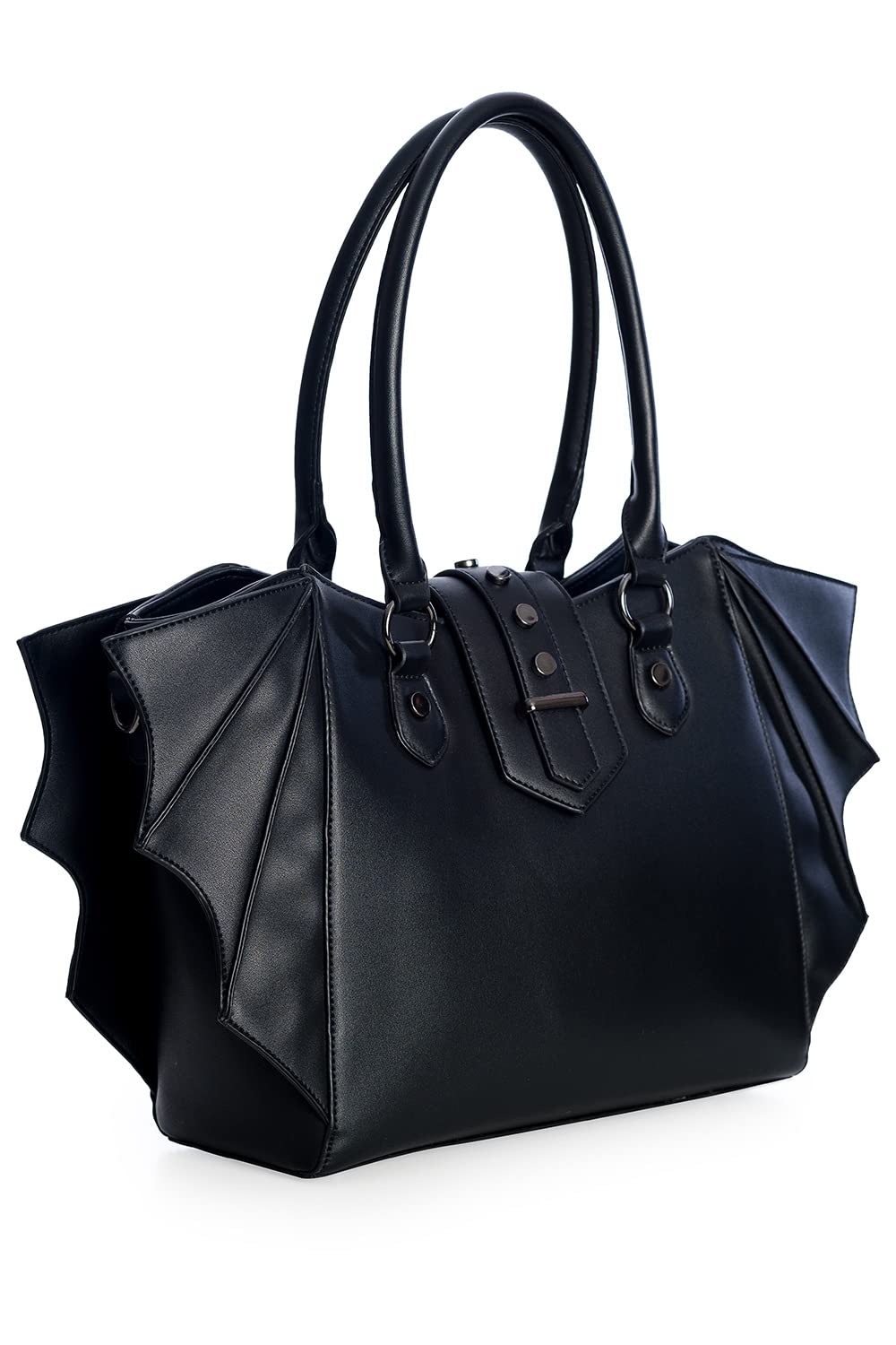 Lost Queen Women's Gothic Annabelle Bat Handbag Winged Crossbody Purse Black Shoulder Bag