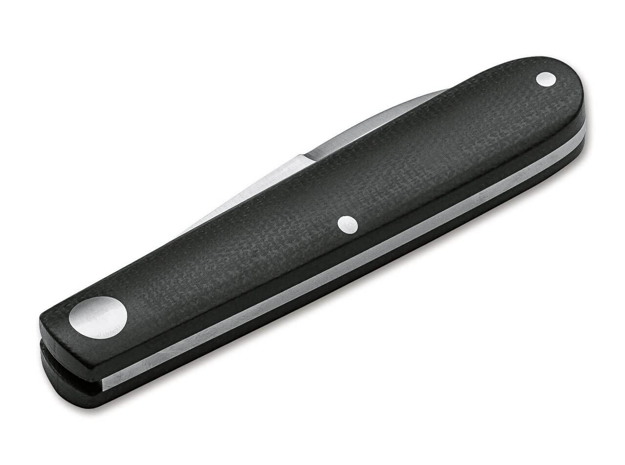 Böker Prime EDC Black Barlow Traditional Slipjoint Folding Pocket Knife, Deep Black Micarta Scales, N690 Satin Blade, Nail Nick Opener, Made in Solingen Germany