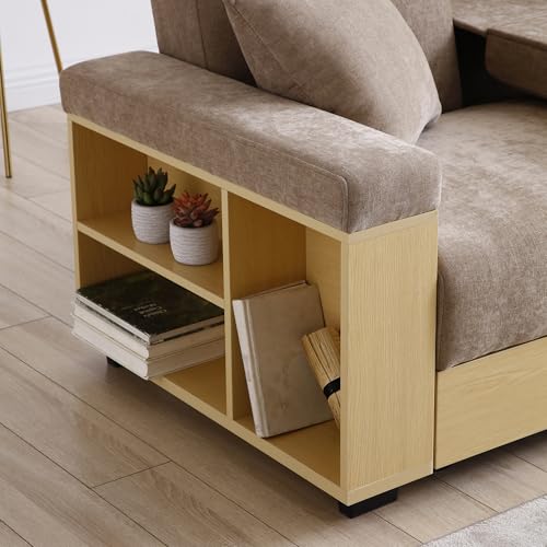 Ball & Cast 84.65" Sectional Sleeper Sofa Couch,Convertible Double Folding Couch Bed with Storage Ottoman and Arm,Reversible Loveseat W/Box & Drawer for Living Room,Apartment,Grey
