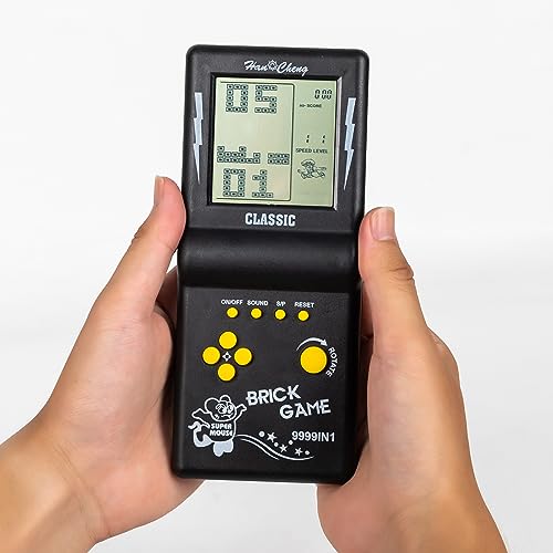 Desyeryamimi 3 Pcs Black Handheld Brick Game Console,3.5-inch Large Screen Back to School Handheld Building Block Tank Racing Electronic Game,Build in 23 Classic Games for Adults or Kids (3 Pcs Tetri)