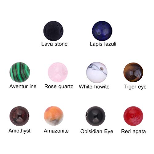 Colle Stone Bead for Jewelry Making 8mm 418pcs DIY Bracelet Beads Kit with Natural Lava Stone, Charms, Finishings&2 Strings for Women/Men Jewelry Making Kits