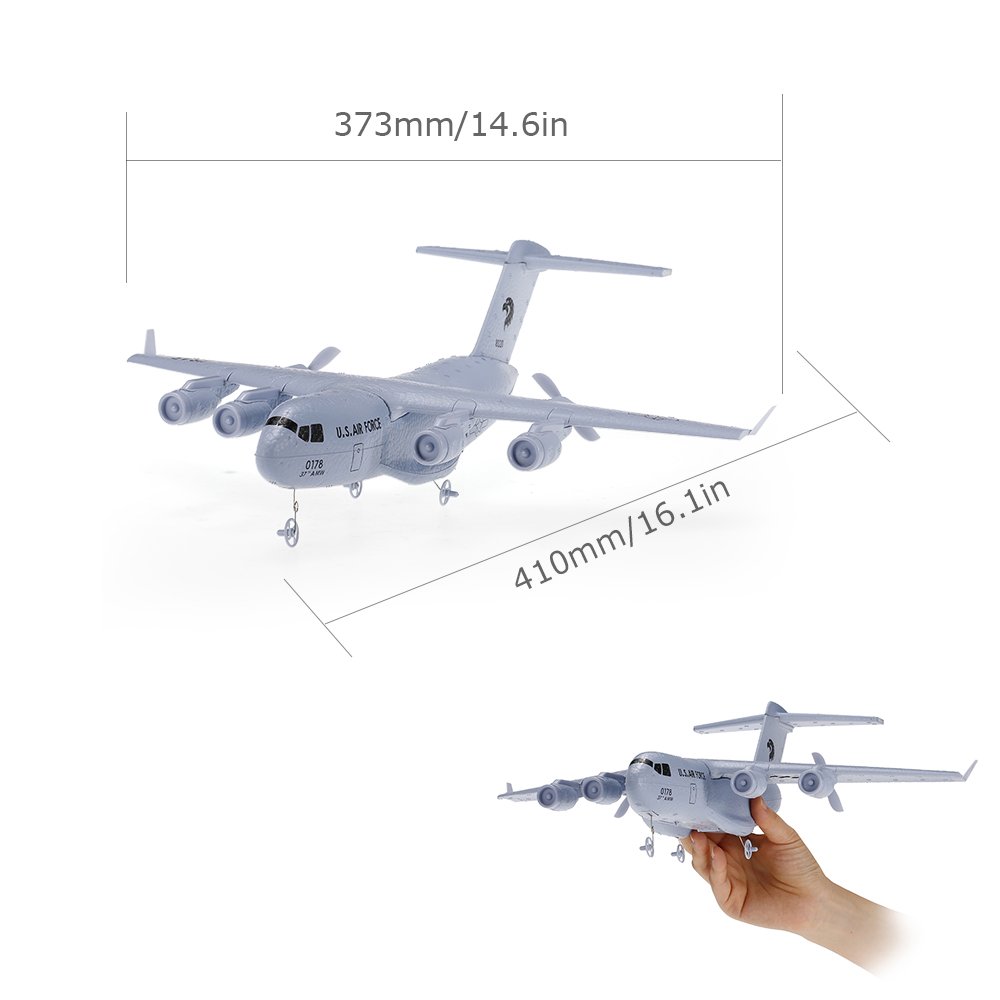 GoolRC C-17 RC Airplane, 2.4GHz 2CH Remote Control Airplane, Military Transport Aircraft with 373mm Wingspan, EPP Foam Fixed-Wing RC Plane, Easy to Fly for Beginners, Kids and Adults