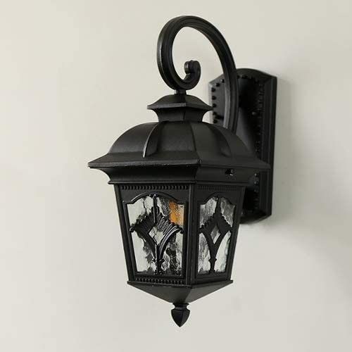 Ksainiy Waterproof Garden Light Retro Glass Lantern Shape Wall Lights Sconce for Yard Home Stairs Patio Garden Driveway Outdoor Decoration Edison Wall Light