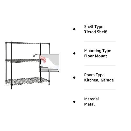 Catalina Creations 3-Shelf Heavy Duty Storage Wire Shelving Unit Adjustable for Restaurant Garage Pantry Kitchen Garage Rack (36W x 16D x 36H)