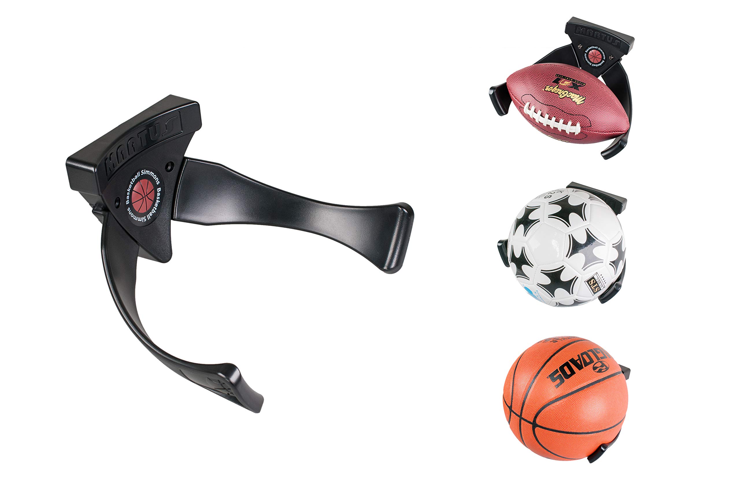 Artinova Sports Ball Holder Space Saver Wall Mount Display, Ball Storage and Decoration Shelf Black, ARTA-6010