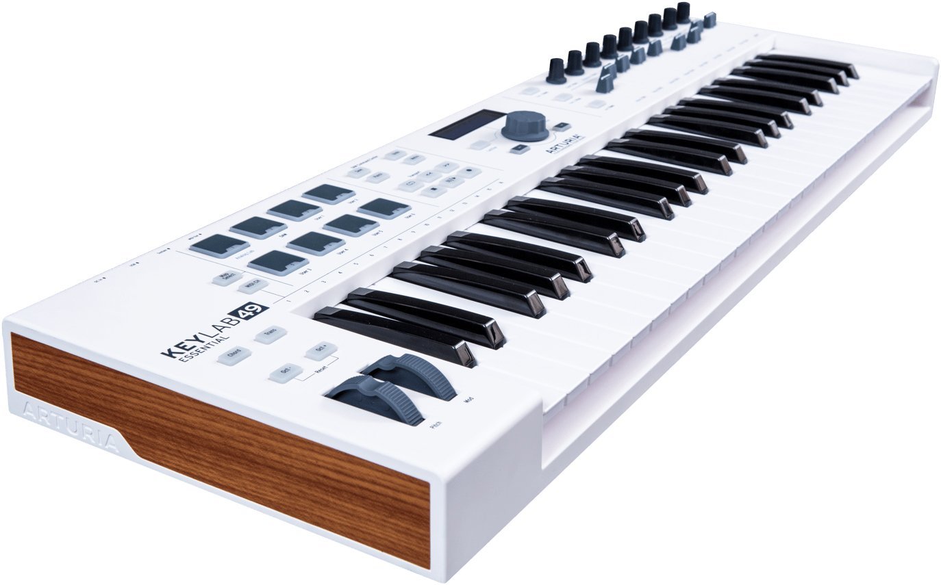 Arturia KeyLab Essential 49 49-key Keyboard Controller Bundle w/Deluxe Sustain Pedal, USB Cable & Liquid Audio Polishing Cloth (4 Items)